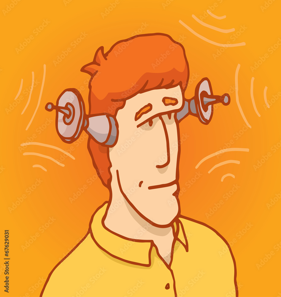 Man listening with satellite antennas as ears Stock Vector | Adobe Stock
