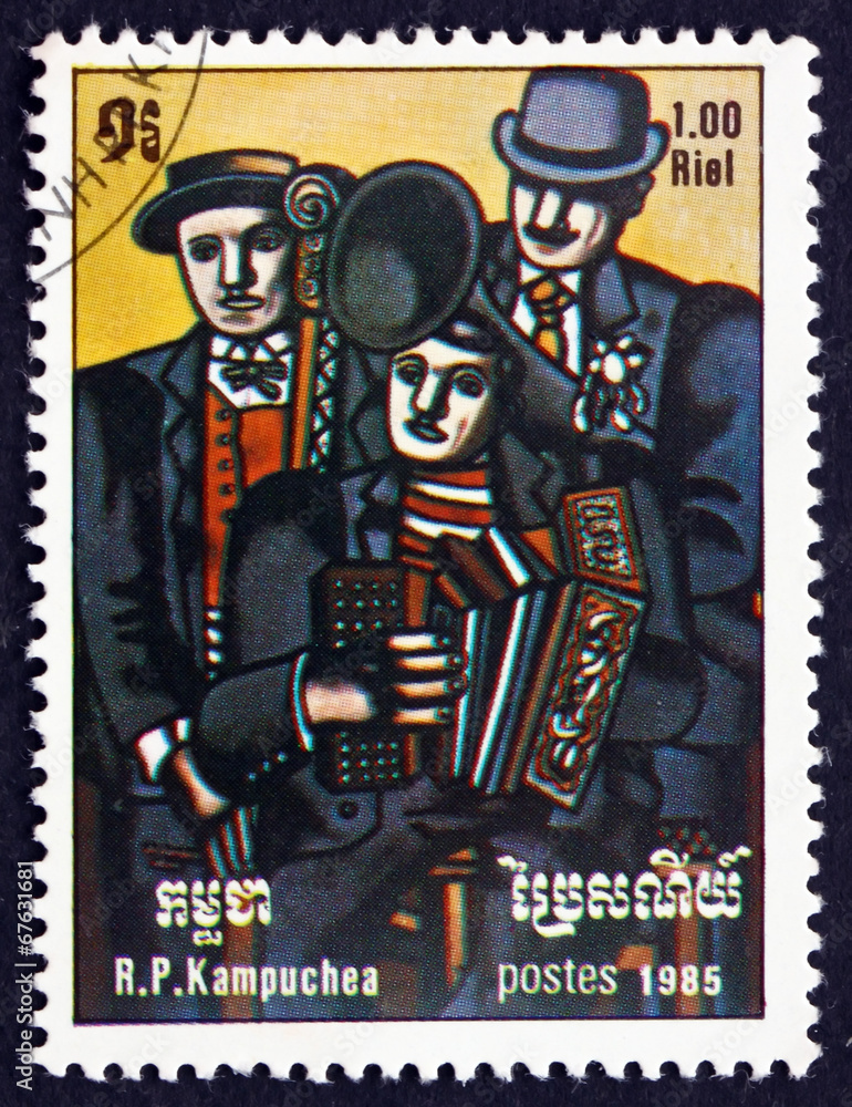 Postage stamp Cambodia 1985 Three Musicians, by Fernand Leger Stock ...