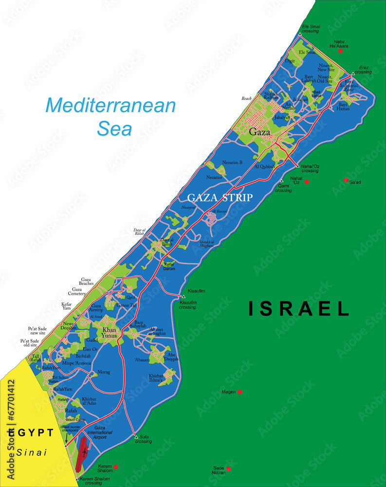Gaza Strip map Stock Vector | Adobe Stock