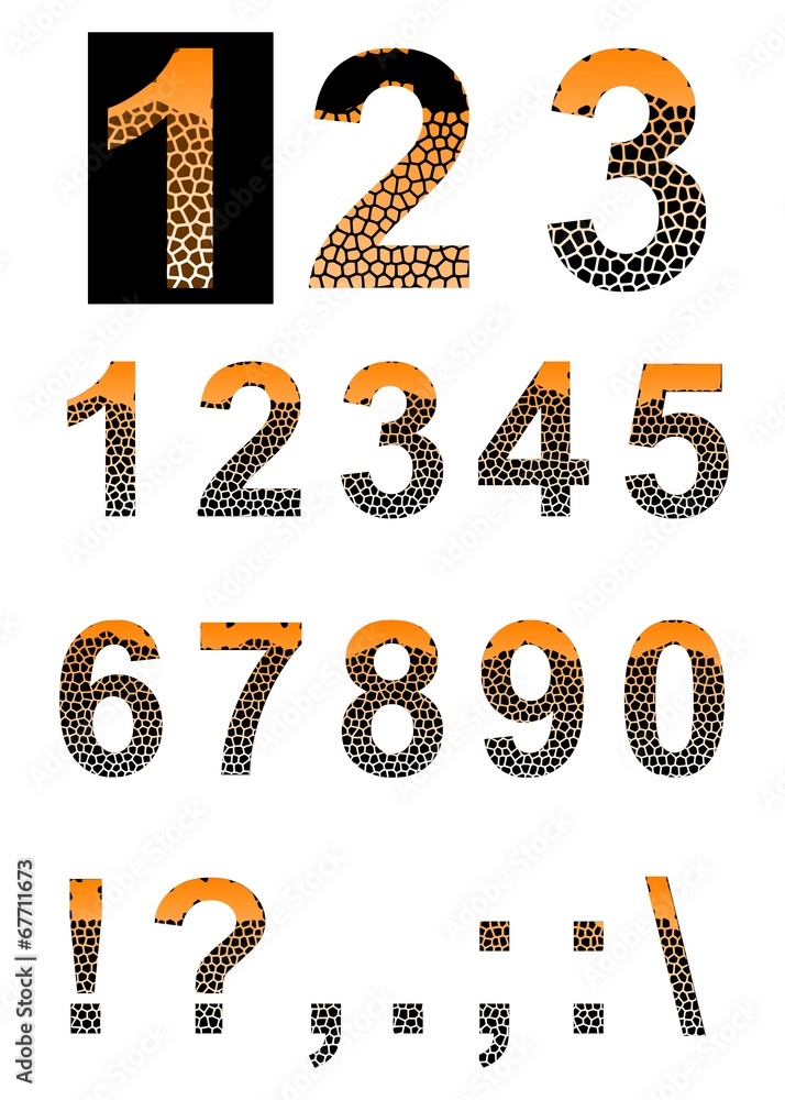 Colored textured numbers and punctuation marks. Stock Vector | Adobe Stock