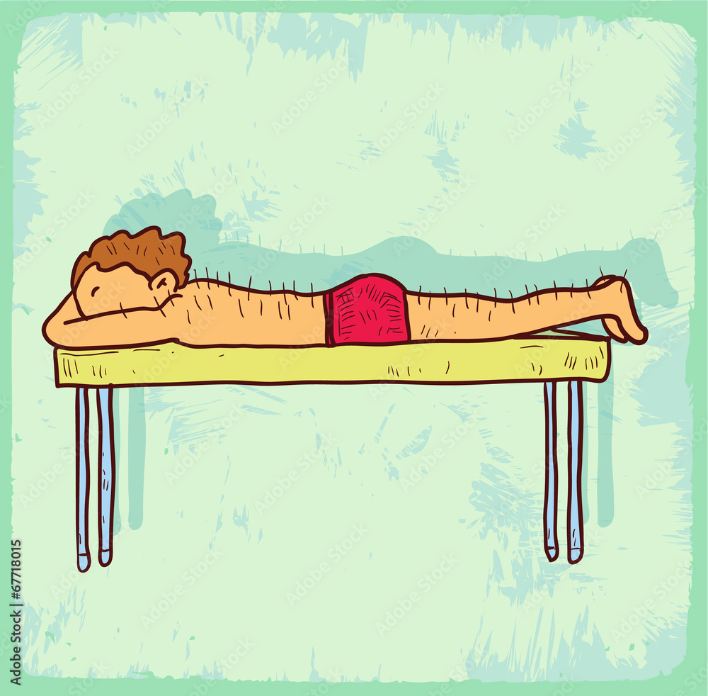 Cartoon acupuncture illustration Stock Vector | Adobe Stock