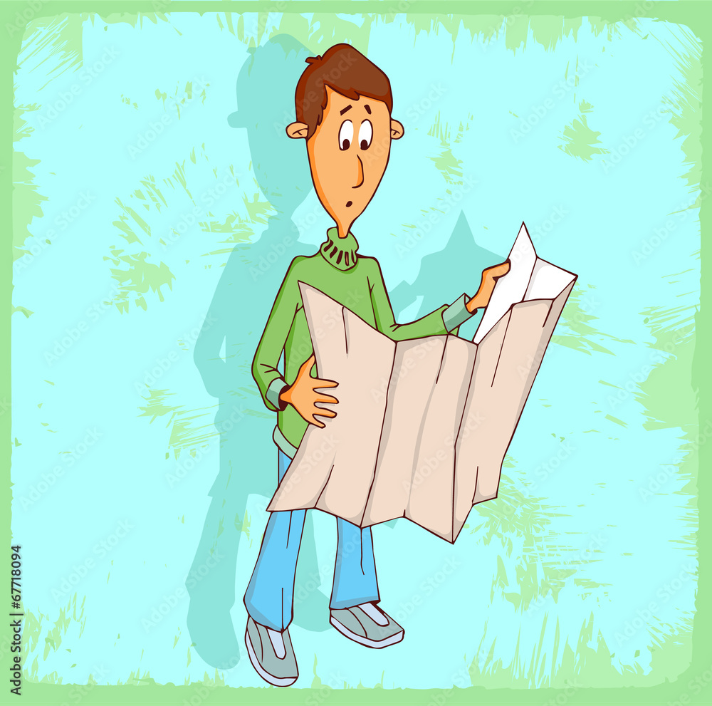 Cartoon map illustration Stock Vector | Adobe Stock
