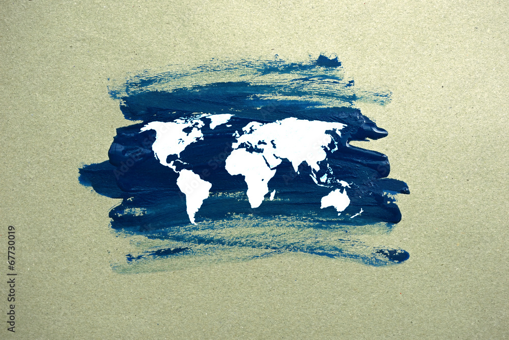 painted world map on paper Stock Photo | Adobe Stock