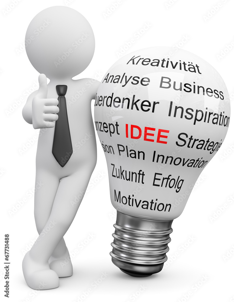 3d Männchen mit Idee Stock Illustration | Adobe Stock