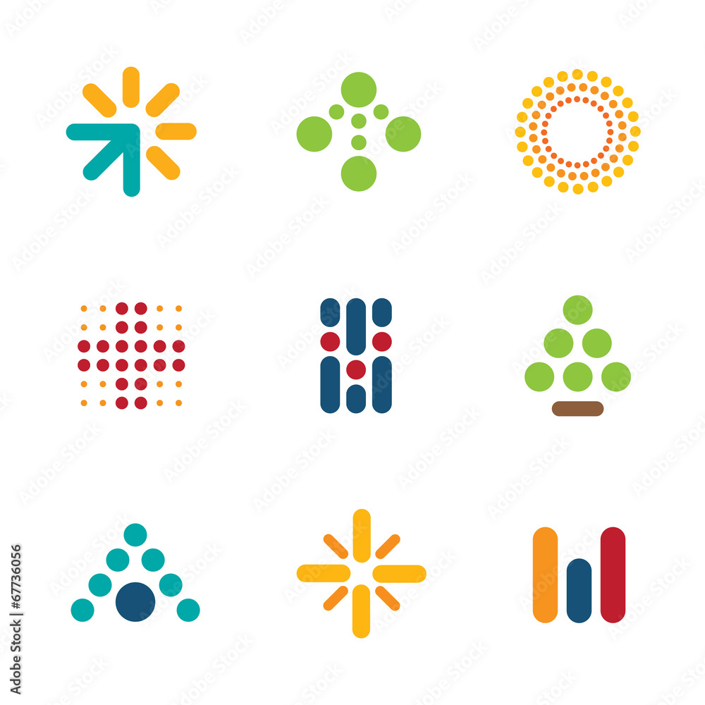 Dot logo set symbol arrow success progress icon help vector Stock ...