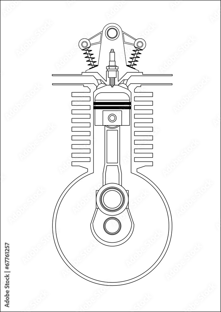 ottomotor - technische illustration Stock-Vektorgrafik | Adobe Stock