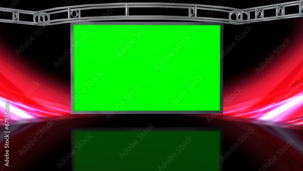 Virtual Studio Background with green screen Wall Stock Video | Adobe Stock