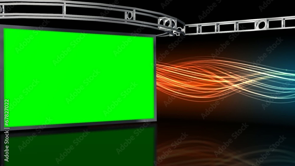 Virtual Studio Background with green screen Wall Stock Video | Adobe Stock