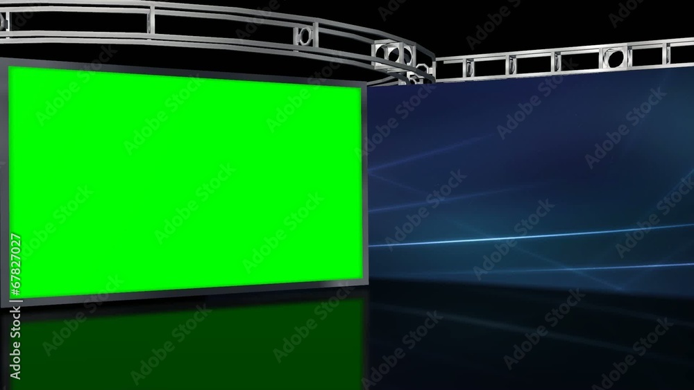 Virtual Studio Background with green screen Wall Stock Video | Adobe Stock