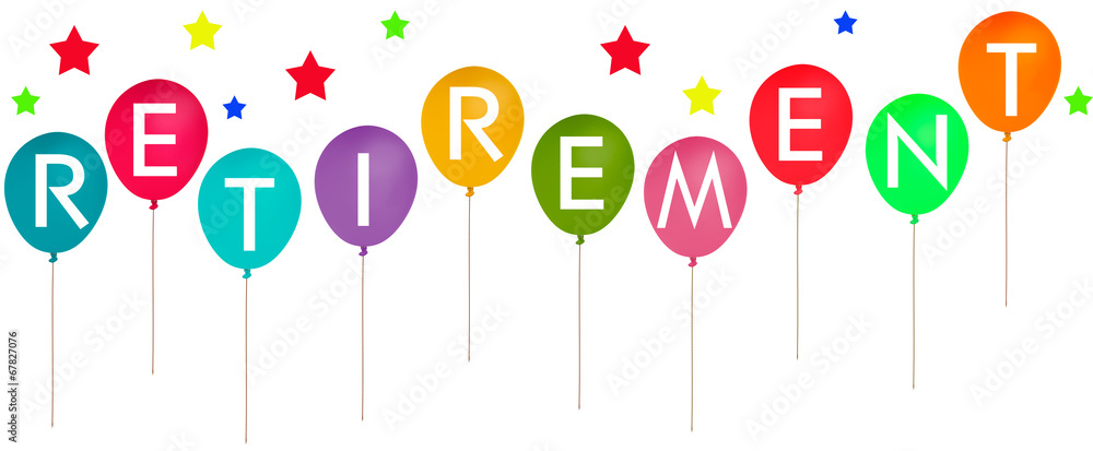 Happy retirement party balloon banner - white background Photos | Adobe ...