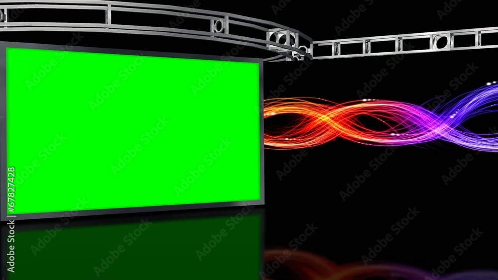 Virtual Studio Background with green screen Wall Stock-Video | Adobe Stock
