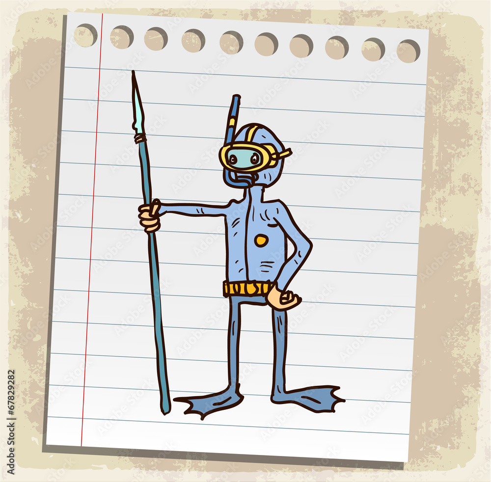 Cartoon diver illustration Stock Vector | Adobe Stock