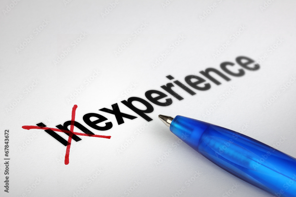 Changing the meaning of word. Inexperience into Experience. Stock Photo ...