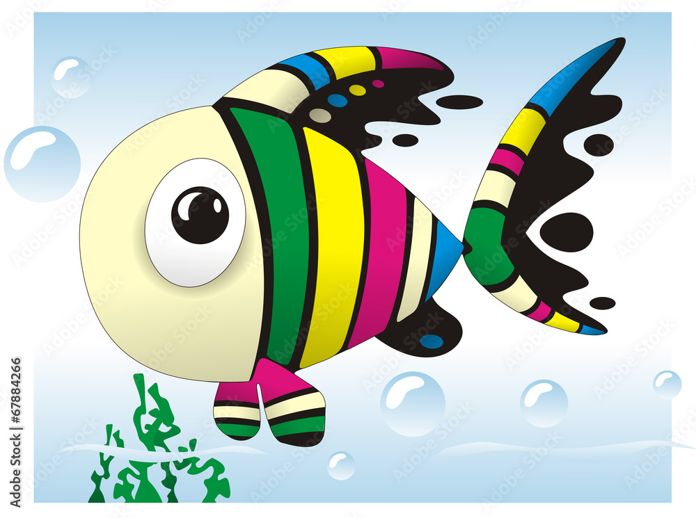 Cute fish colorful cartoon Stock Vector | Adobe Stock