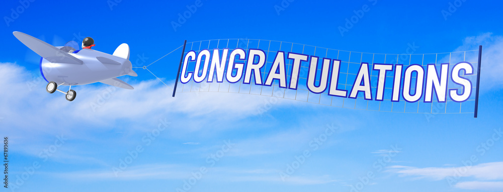 Cartoon Airplanes with Congratulations Banner Stock Illustration ...