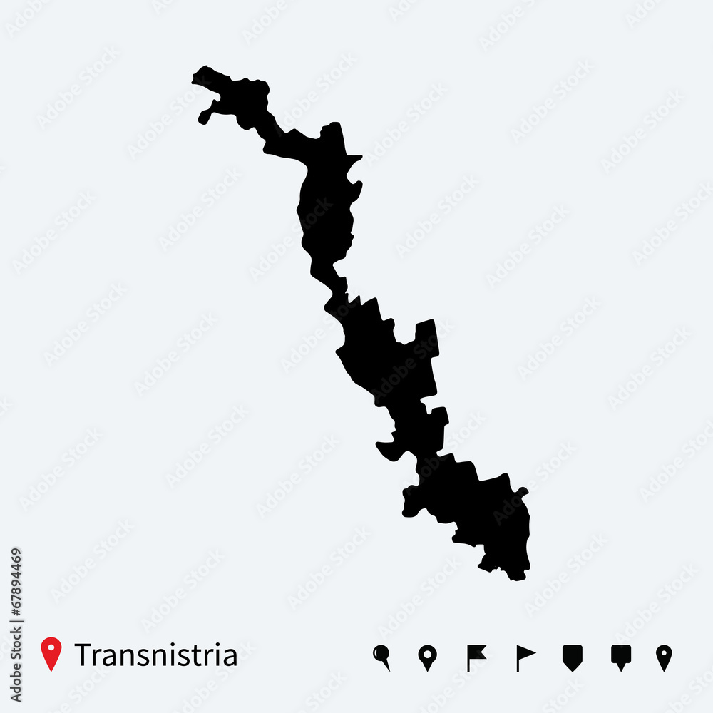 High detailed vector map of Transnistria with navigation pins. Stock ...