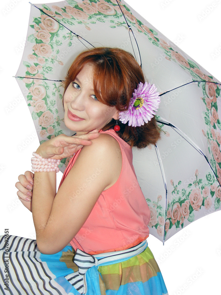 beautiful girl with umbrella Stock-Foto | Adobe Stock