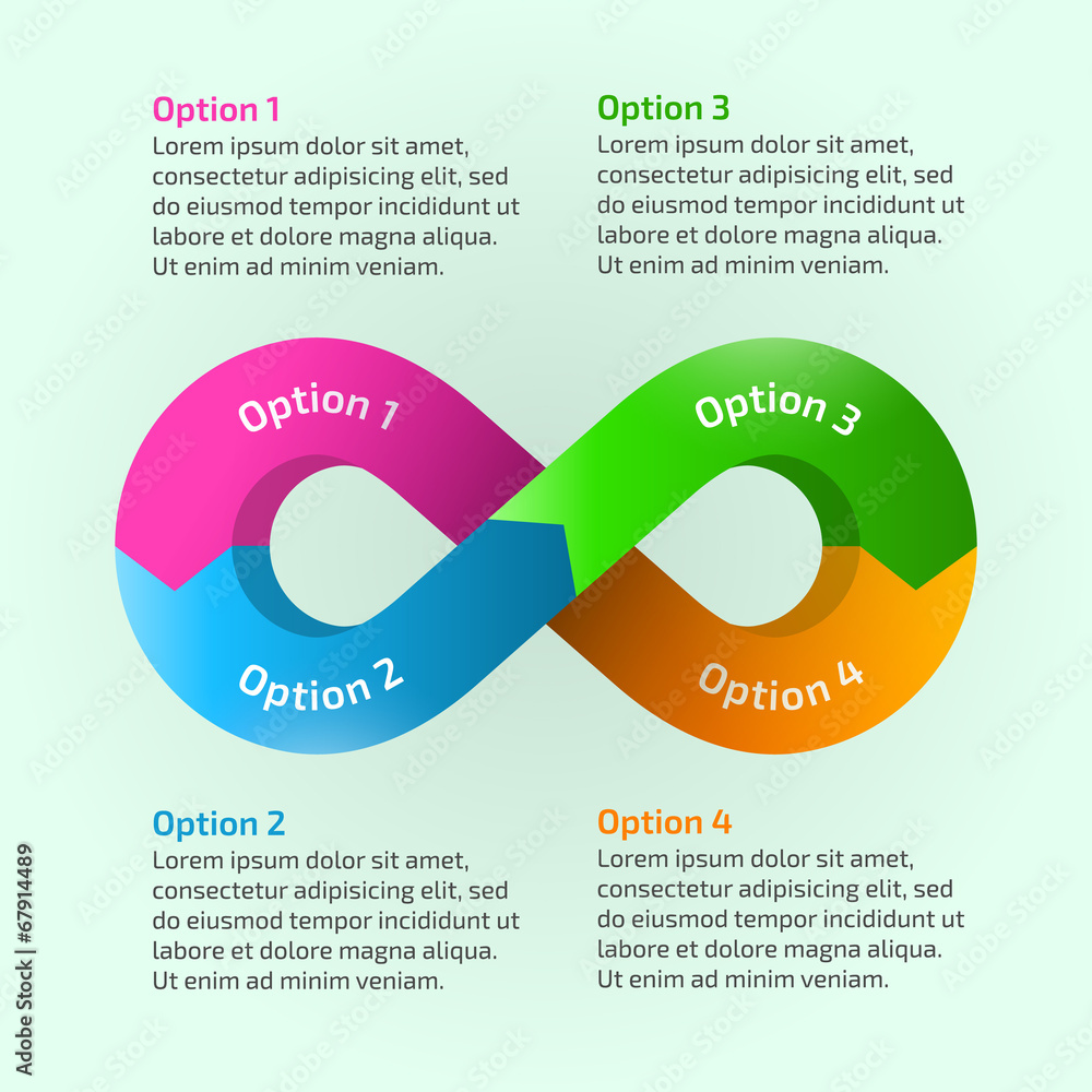 Infinity loop timeline infographic with text Stock Vector | Adobe Stock