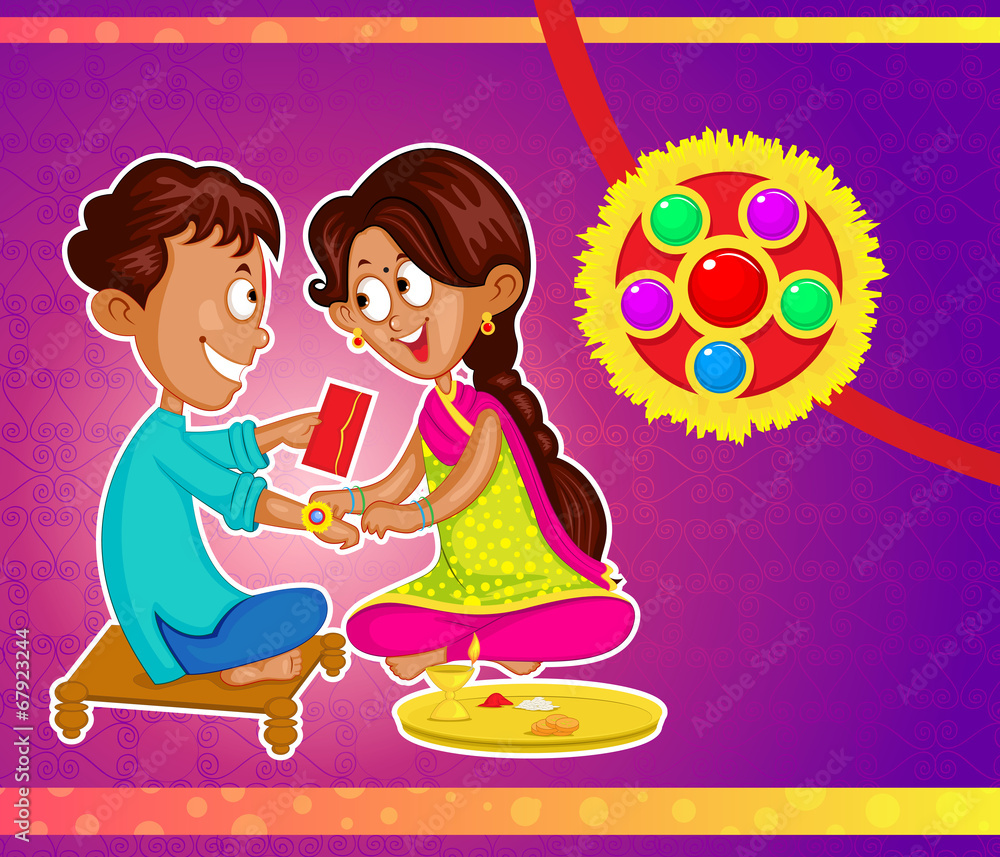Brother And Sister In Raksha Bandhan Stock Vector Adobe Stock
