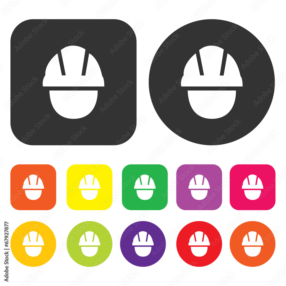 Engineering safety helmet icon. Engineering symbol. Round and re Stock ...