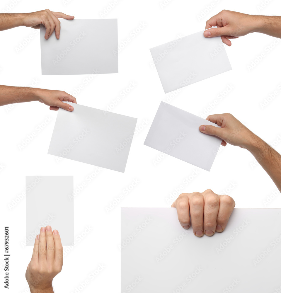 Collection of hand holding blank paper isolated Stock Photo | Adobe Stock Collection of hand holding blank paper isolated Stock Photo | Adobe Stock