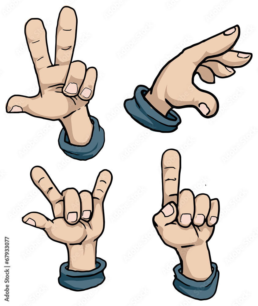 Set of cartoon hand signs Stock Vector | Adobe Stock