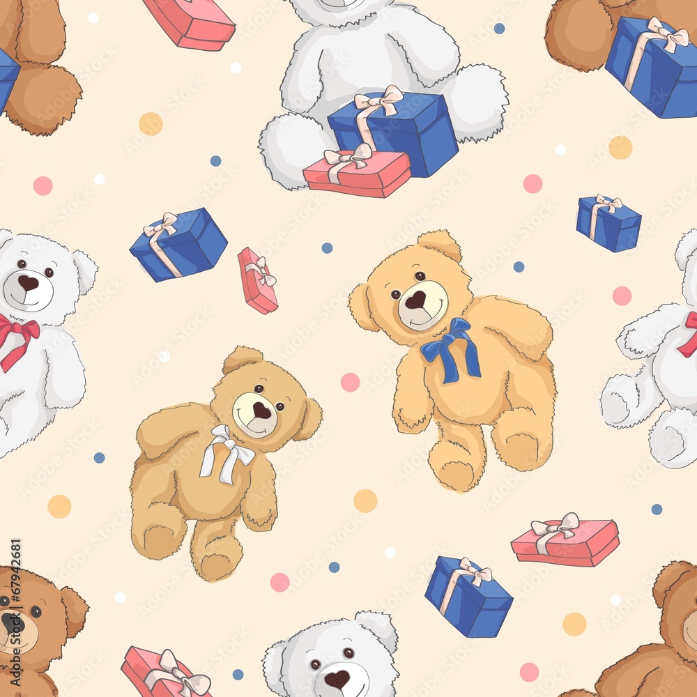 teddy bear color seamless background. Stock Vector | Adobe Stock