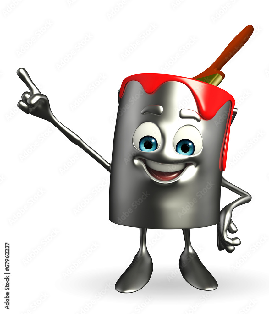 Paint Bucket Character is pointing Stock Illustration | Adobe Stock