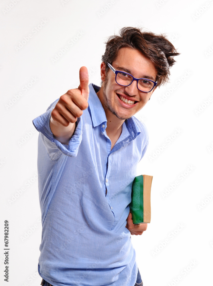 Retrato de un estudiante feliz y exitoso.Estudiante exitoso. Stock ...