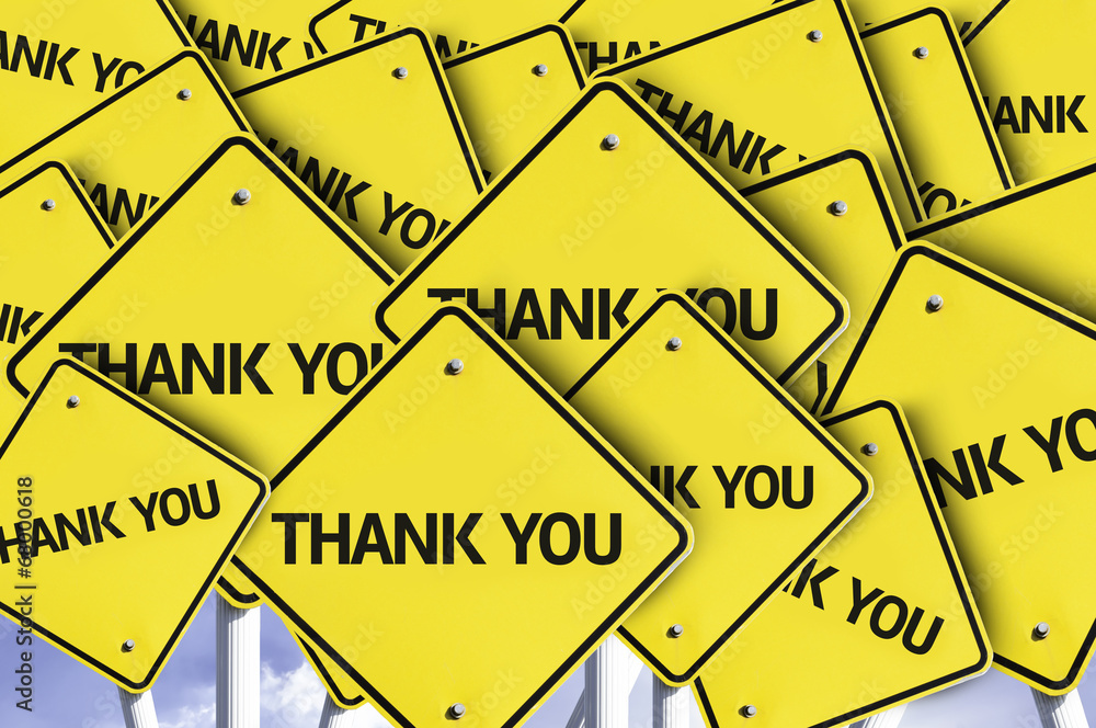 Thank you written on multiple road sign Stock Illustration | Adobe Stock