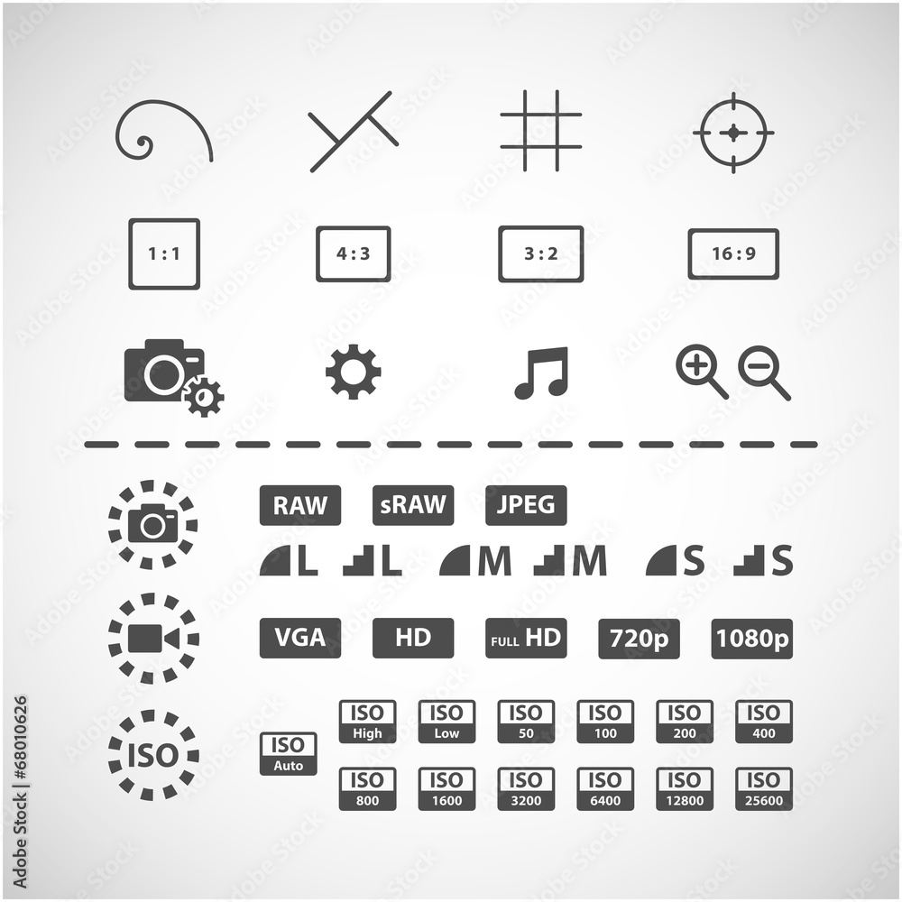 camera setting icon set, vector eps10 Stock Vector | Adobe Stock