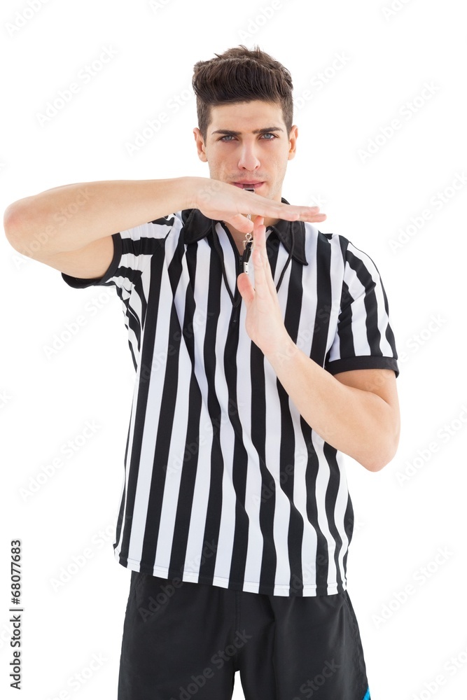 Stern referee showing time out sign Stock Photo | Adobe Stock