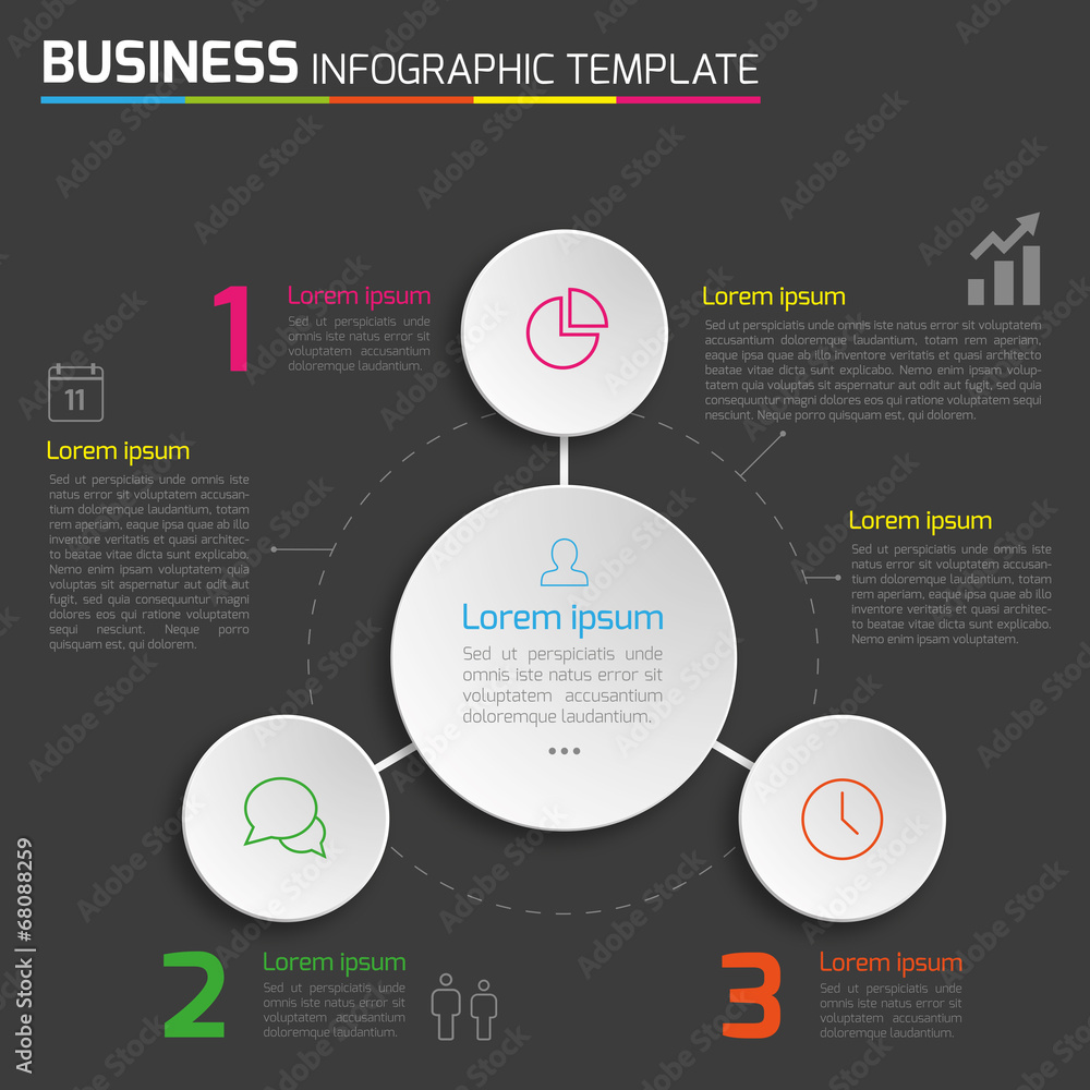 3-Step process infographics dark vector background Stock Vector | Adobe Stock