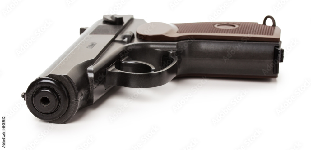 black gun isolated on the white background Stock Photo | Adobe Stock