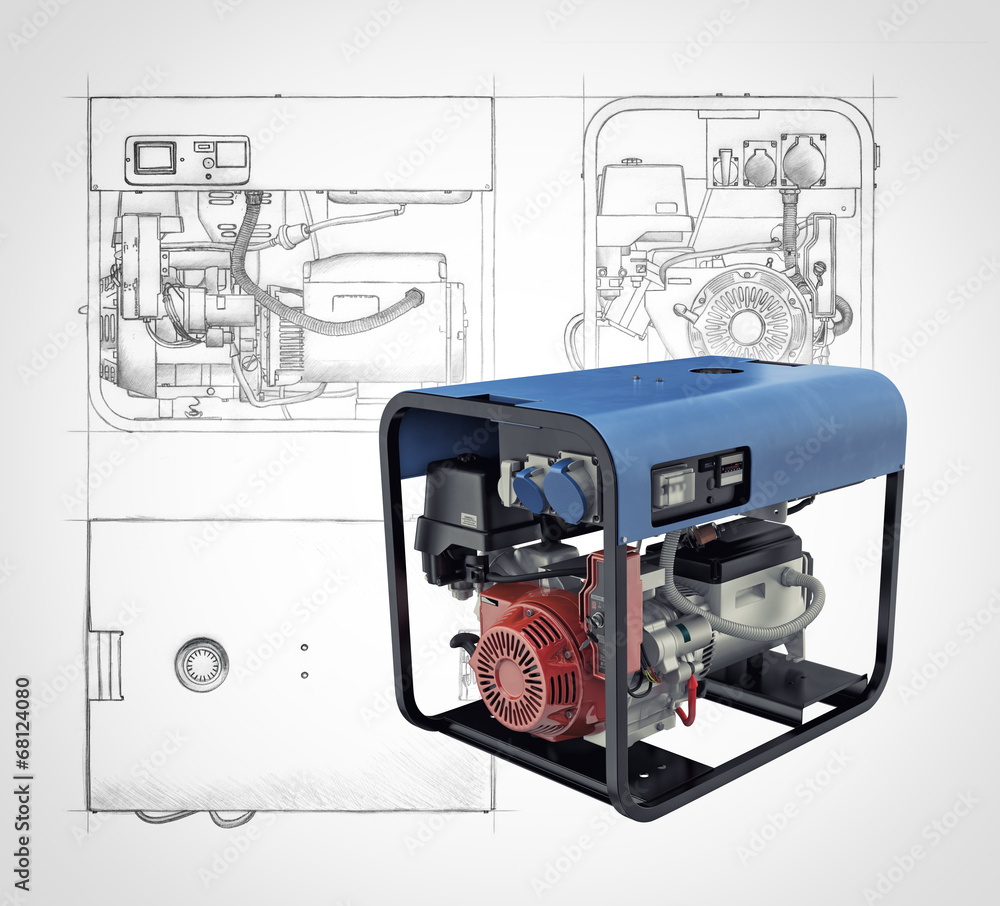 Portable generator isolated on a white background Stock-Illustration ...