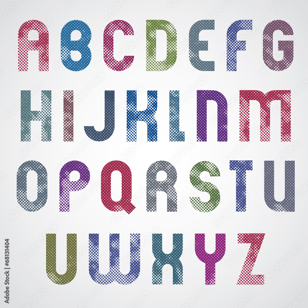 Halftone print dots textured font with rounded corners Stock Vector ...