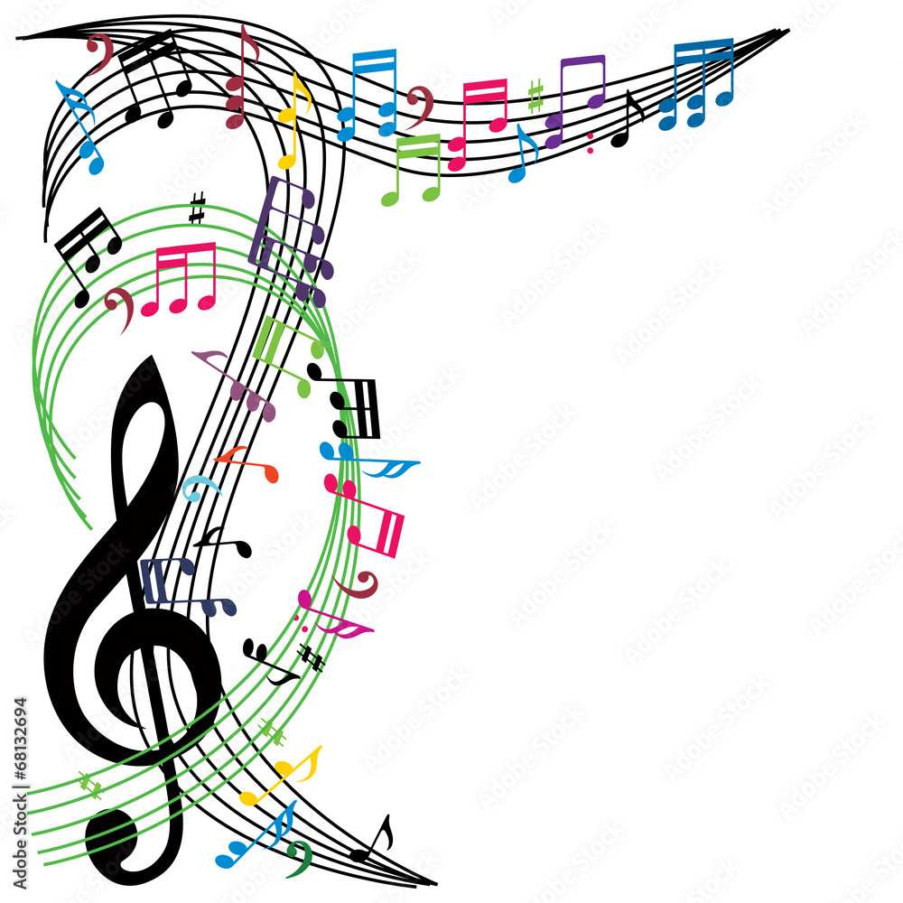 Music notes background, stylish musical theme Stock Vector | Adobe Stock