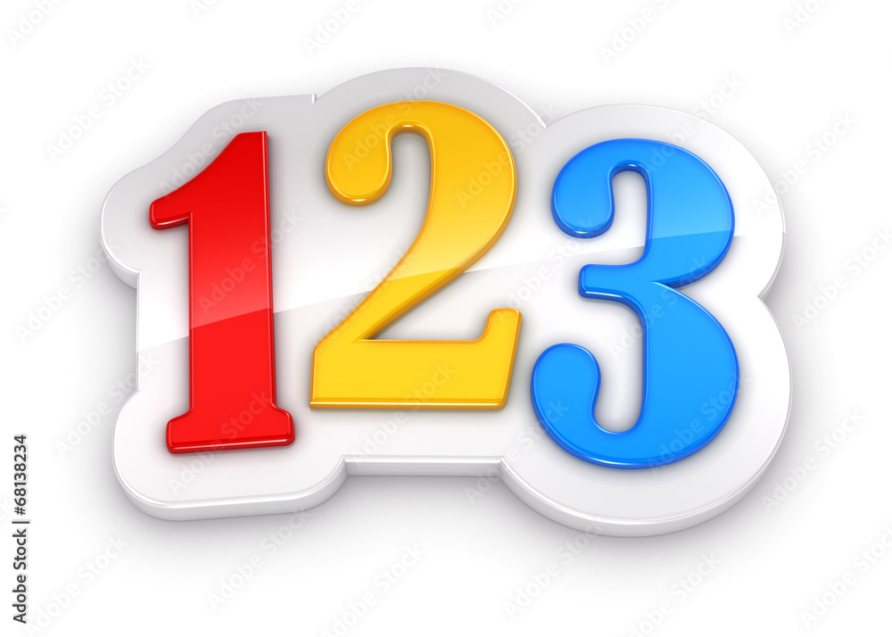 Colorful numbers 123 on white background Stock Illustration | Adobe Stock