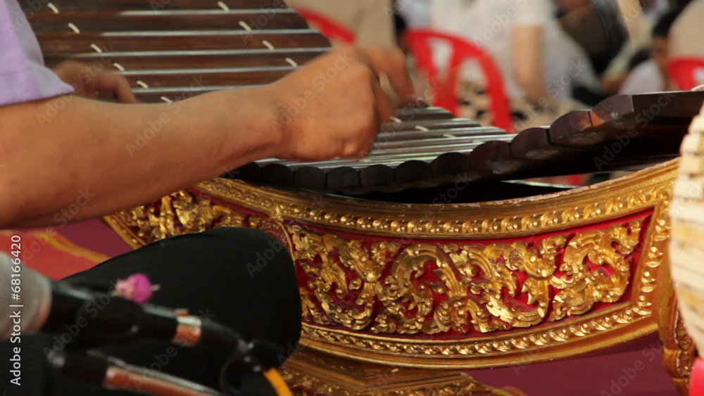 traditional wooden Thai musical instrument, Ranat-Ek, Stock Video ...