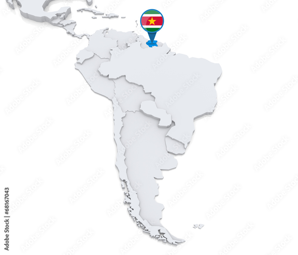 Suriname On A Map Of South America