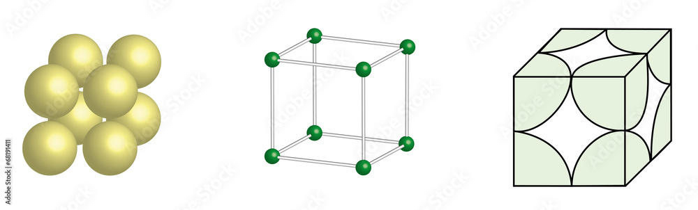 cubic primitive crystal lattice unit cell Stock Vector | Adobe Stock