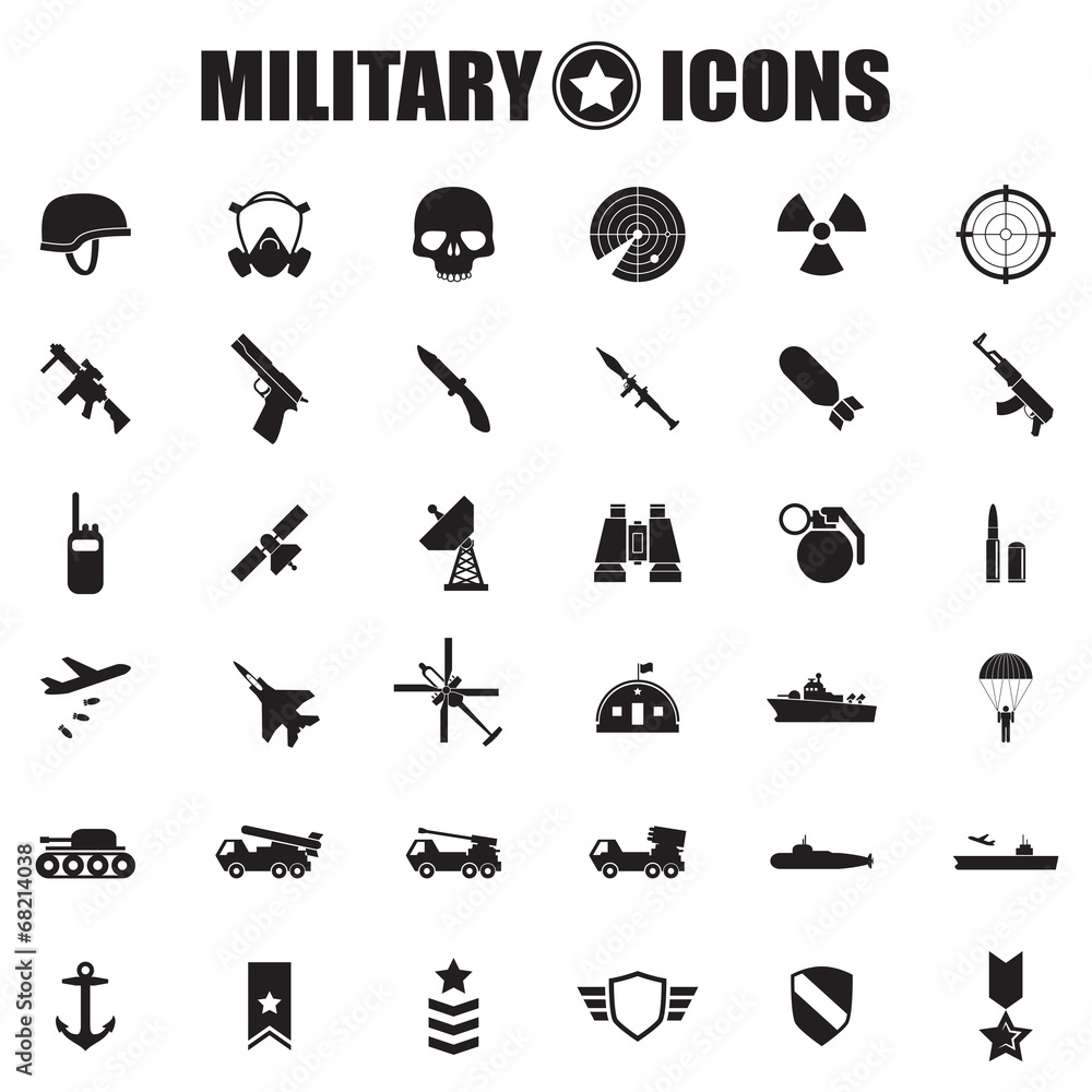 Military icons set Stock-Vektorgrafik | Adobe Stock