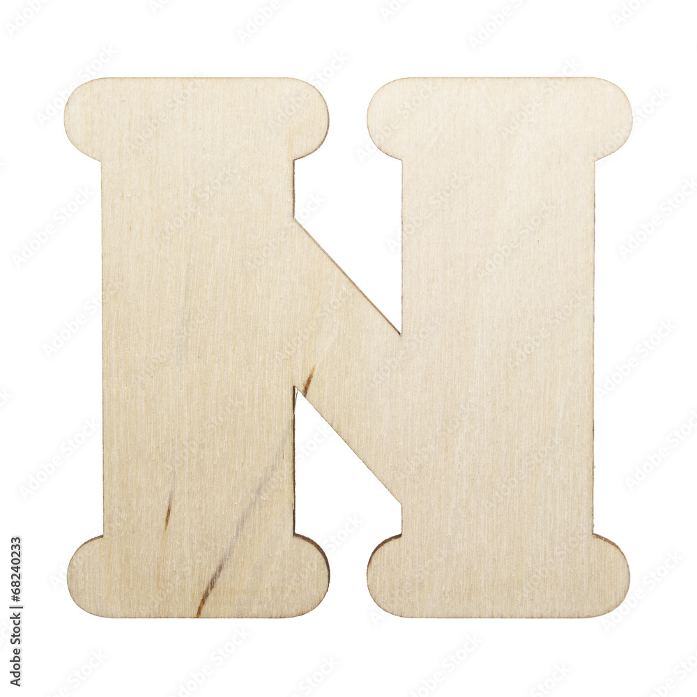 One letter of wooden alphabet isolated on white Stock Photo | Adobe Stock