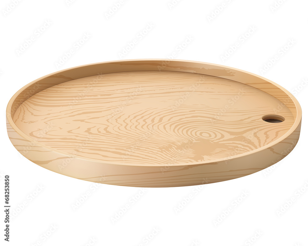 Tray. Wooden, round, isolated. Vector illustration Stock Vector | Adobe ...