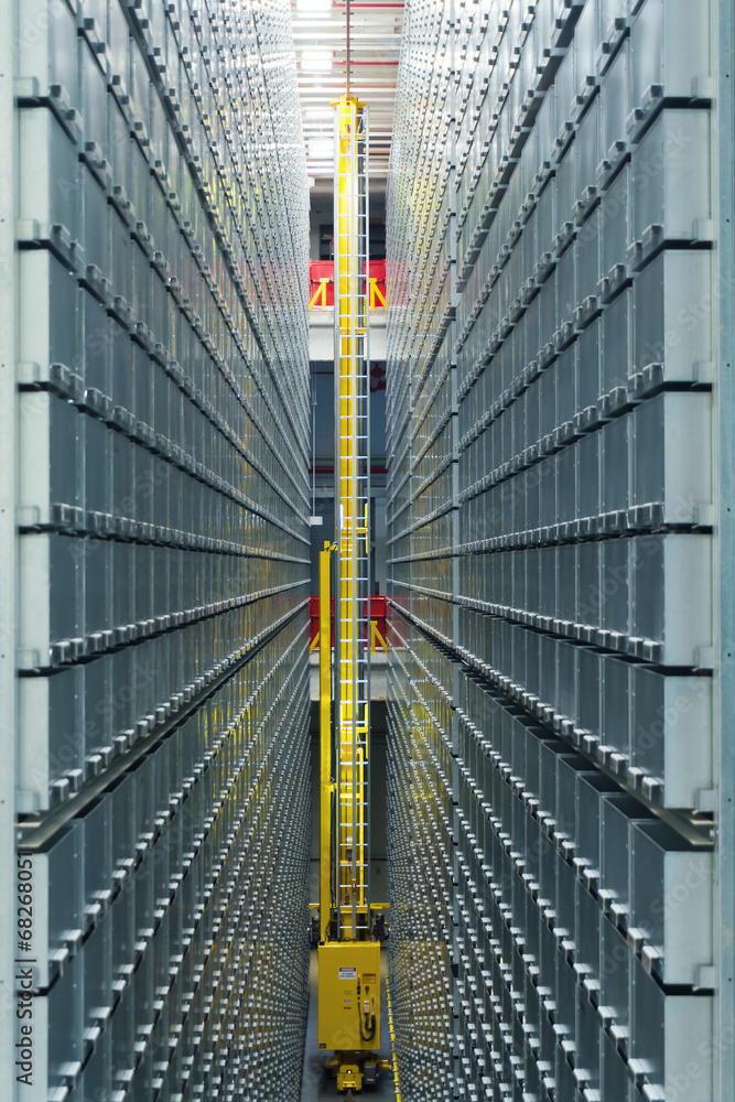 Modern library automated shelving system Stock Photo | Adobe Stock