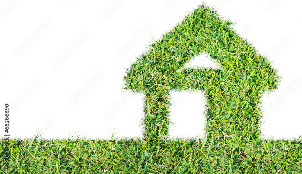 Abstract green grass house icon Stock Photo | Adobe Stock