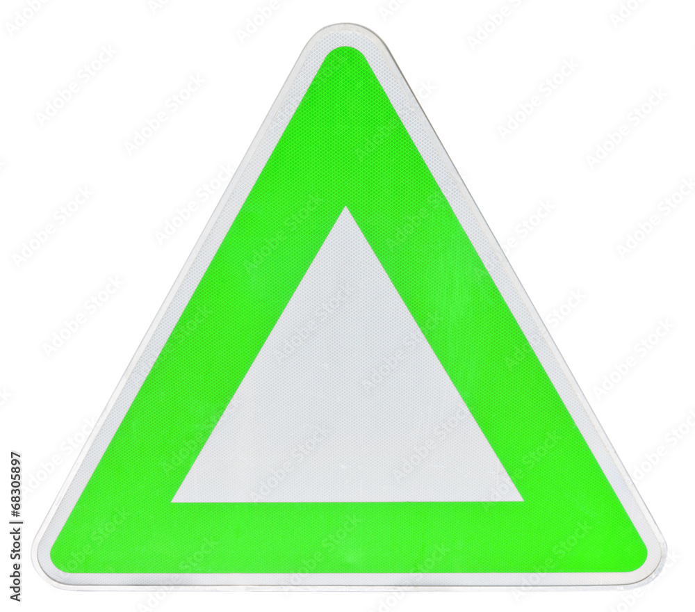 Foto de triangle métal bordure verte, panneau signalisation do Stock ...