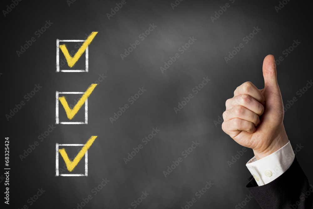 thumbs up checkbox chalkboard Stock Photo | Adobe Stock