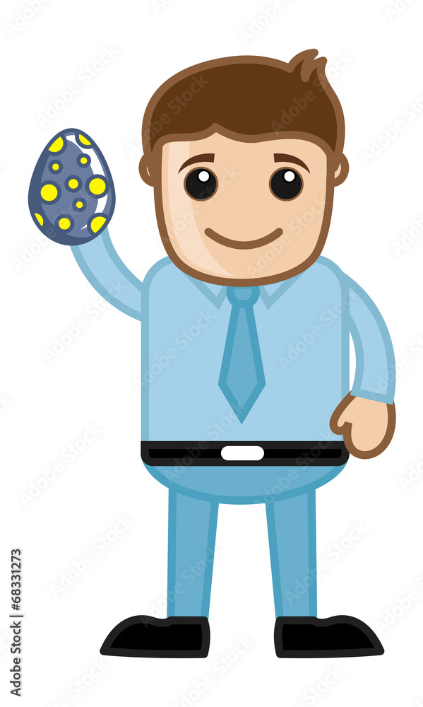 Cartoon Vector Man Holding an Easter Egg Stock Vector | Adobe Stock
