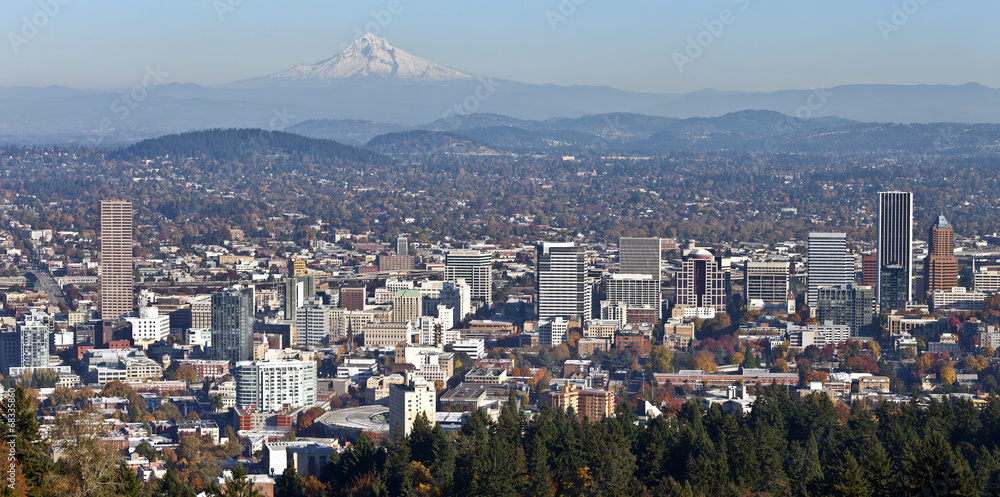 Portland Oregon panorama from Pittock Mansion. Stock Photo | Adobe Stock